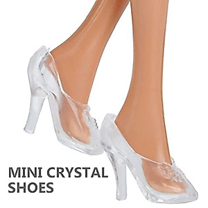 TOYANDONA 30 Pairs Doll Shoes, Fashion Doll High Heels Shoes Miniature Doll Shoes Mini Doll Costume Accessories for Girls Dollhouse Crafts ( Clear )