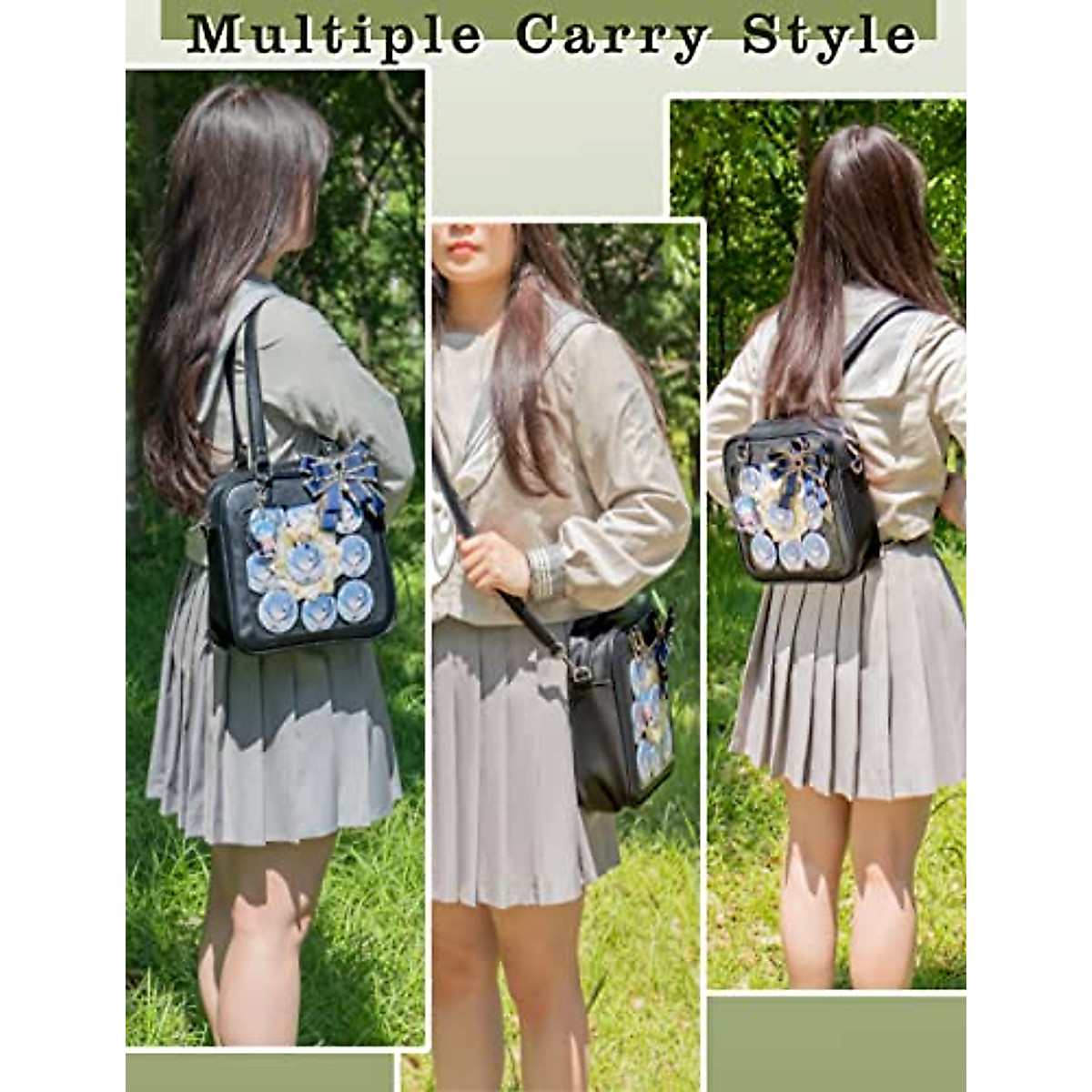 Soutrend Women Ita Bag Anime Crossbody Shoulder Bag Backpack Purse Satchel Bag with Removable Insert