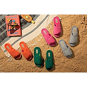 Dearfoams Women's Adjustable Indoor/Outdoor Machine Washable Memory Foam Slide Slipper, Sleet Terry, 9-10