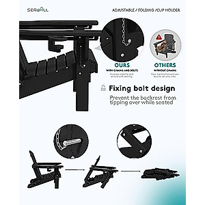 SERWALL Folding Reclining Adirondack Chair Carbon Black