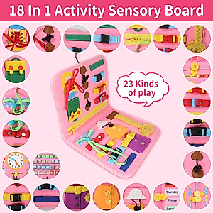 likrolwe Toddler Busy Board, Montessori Sensory Board for Learning Fine Motor Skills, Autism Preschool Activities Educational Travel Toys for 3+Year Old