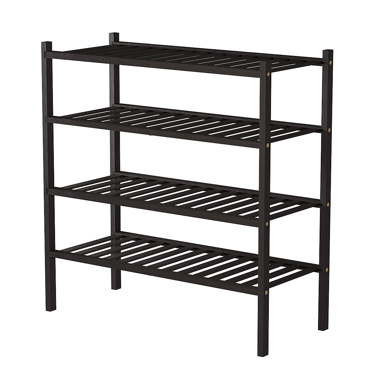 ROMGUAR CRAFT 4 Tier Bamboo Shoe Rack for Closet Free Standing Wood Shoe Shelf for Entryway Small Space Stackable 27"x11"x26" (Brown)