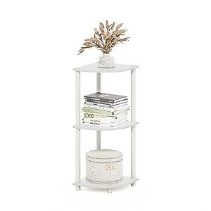 Furinno Turn-N-Tube 3-Tier Corner Display Rack Multipurpose Shelving Unit, White/White