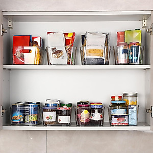 [ 12 Pack ] Multi-Use Clear Bins for Organizing - Fridge, Refrigerator Organizer Bins - Pantry Organization and Storage - Plastic Containers for Home, Kitchen, Freezer, SOHO Collection, Canbinet, RV