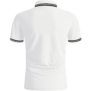 ZITY Mens Polo Shirt Short Sleeve Sports Golf Tennis Shirts for Men Summer Collared Casual Shirt White Black