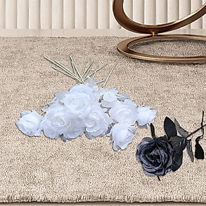 G4S3 Fake Roses, Single Stem Premium Velvet Touch Artificial Rose, Home/Garden/Wedding Bouquet Bride Bouquet Flower Bouquet for Wedding Home Party Decoration Event (Black)