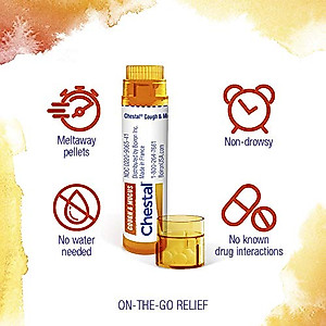 Boiron Chestal Pellets for Cough and Mucus Relief, Nasal or Chest Congestion, and Sore Throat Relief - 2 Count (160 Pellets)