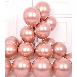 AULE Party Balloons 50 Pcs 12 inch Rose Gold Metallic Chrome Helium Shiny Latex Thicken Balloon Perfect Decoration for Wedding Birthday Baby Shower Graduation Christmas Carnival