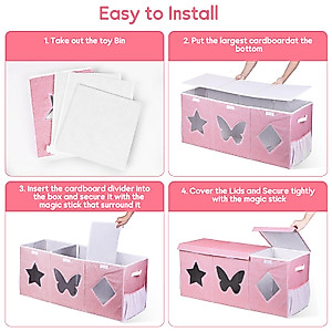 Extra Large Toy Box Chest with Lid for Boys&Girls,Collapsible Sturdy Toy Storage Organizer Boxes Bins Baskets for Kids, Kids Toy Storage Organizer Baskets for Playroom,Bedroom,Home 40"x17" x 14"