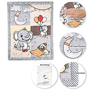 Orange Infinity 4 Piece Dreamland Crib Bedding Sets for Boys and Girls for Standard Size Crib | Nursery Baby Bedding Set of Crib Fitted Sheet, Crib Quilt, Dust Ruffle & Pillow Case, Grey
