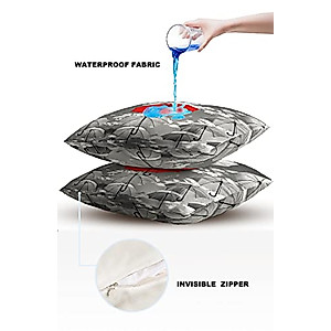 Outdoor Pillows 16x16 Waterproof Outdoor Pillow Covers, Red Umbrella Polyester Throw Pillow Covers Garden Cushion Decorative Case for Patio Couch Decoration Set of 2, Standing Out