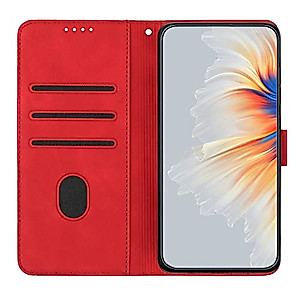 JLHYYXH Case for Sony Xperia 1 III, Premium Smile Magnetic Kickstand Shockproof Credit Card Slot Wallet Case Flip Cover Case for Sony Xperia 1 III-Red