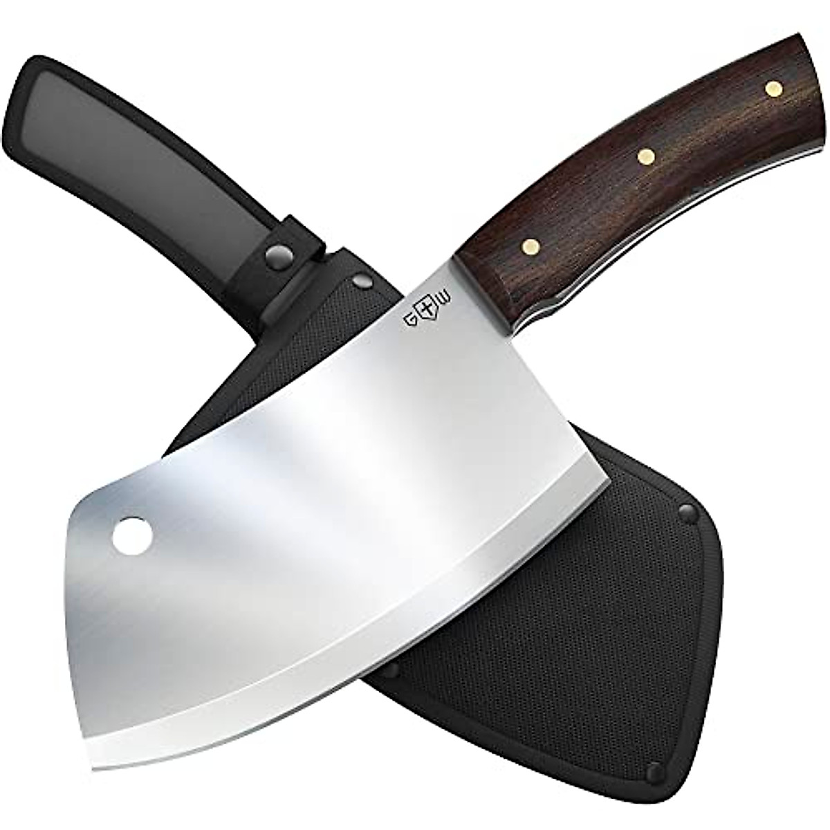 Grand Way Butcher Knife - Cleaver Knife for Meat Bone Vegetable Fruit Knife - Indoor Outdoor Cooking Utensil -