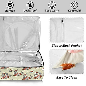 Kcldeci Insulated Thermal Food Carrier Insulated Casserole Carrier for Hot or Cold Food,Seal Cartoon Insulated Tote Bag for Potluck Cookouts Parties Picnic,Lasagna Lugger