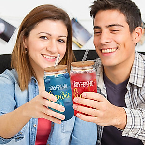 Engagement Gifts For Couples - Fiance Fiancee Wedding Gifts For Him And Her - Bridal Shower Gifts For Her - His And Hers Glass Cup For Mr And Mrs Bride And Groom To Be