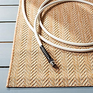 SAFAVIEH Courtyard Collection 6'7' x 9'6' Natural / Cream CY8022 Indoor/ Outdoor Patio Backyard Mudroom Area Rug