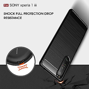 CruzerLite Case Compatible with Sony Xperia 1 III Case, Carbon Fiber Texture Design Cover Anti-Scratch Shock Absorption Case for Sony Xperia 1 III (Black)