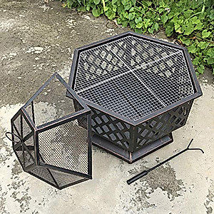 Wyxy Outdoor Heater, Big Fire Pit and Brazier Square Fire Pit Brazier Bowl, Dining Table Set Camping Rack Outer Brazier Fire Bowl 6361 cm