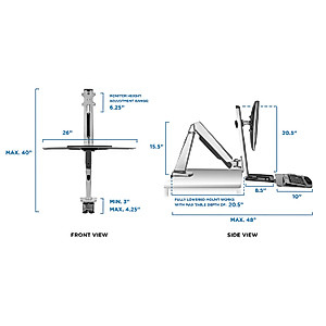 Mount-It! Sit Stand Workstation for Single Monitor and Keyboard - Height Adjustable Standing Desk Mount with Monitor Mount and Keyboard Tray