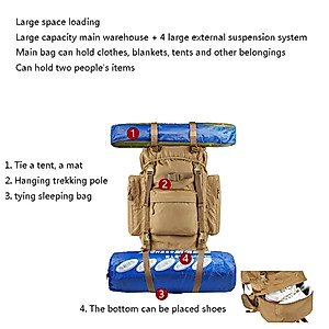 Backpack 100L Outdoor Mountaineering Bag, Men and Women Travel Bag, Large Capacity Tactical Mountain Travel Rucksack ZDDAB