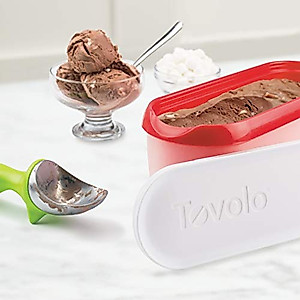 Tovolo Glide-A-Scoop Ice Cream Tub Reusable Container with Non-Slip Base, Stackable on Freezer Shelves, BPA-Free, 1.5 Quart, Strawberry Sorbet