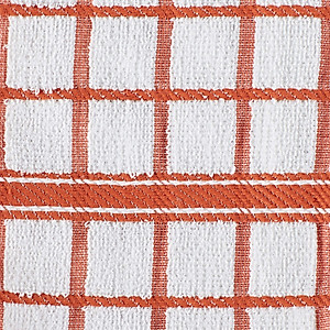 DII Basic Terry Collection Windowpane Dishtowel Set, 16x26, Spice, 4 Count