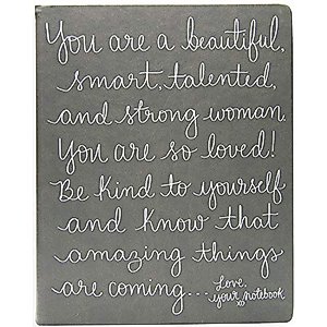 Eccolo Dayna Lee Collection Grey “Love, Your Notebook” 8x10" Inspiring Hardcover Journal/Notebook, 256 Acid-Free Lined Pages
