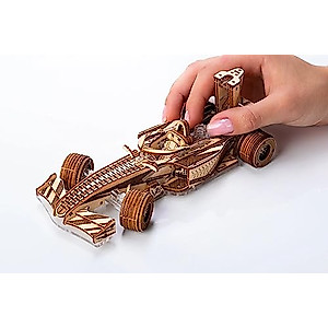 Mechanical Veter Models Wooden and Plastic 3D Puzzle Racer V3 Formula One F1 Racing Car Self-Assembly Set
