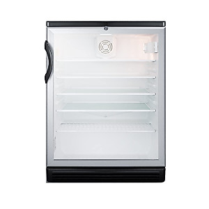 Summit SCR600BGL 24"" Commercial Beverage Center with 5.5 cu. ft. Capacity Double Pane Tempered Glass Door Automatic Defrost and Adjustable Glass Shelves in Stainless Steel