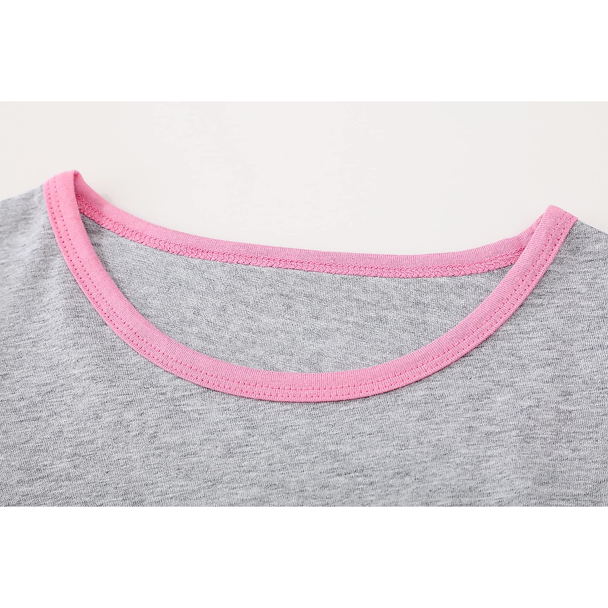 UNICABBIT21 Pajamas for Girls Cute Cat Unicorn Long Sleeve and Pants PJS Set Big Kids Cotton Sleepwear Set Size 6-16 (16, Grey&Pink)