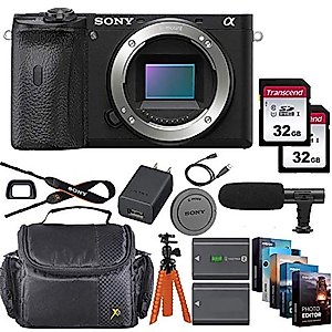Sony Alpha a6600 Mirrorless Digital Camera 24.2MP 4K (Body Only) + 2 x 32GB Memory Cards, Sturdy Equipment Carrying Case, Spider Tripod, Software Kit and More