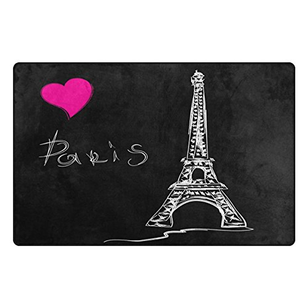 WOZO Eiffel Tower Heart Paris Area Rug Rugs Non-Slip Floor Mat Doormats Living Dining Room Bedroom Dorm 60 x 39 inches inches Home Decor