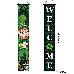 St Patricks Day Decorations Green Lrish Spirit Front Porch Weclome Sign Irish Shamrock Gnomes Banner St. Patrick's Day Decorations for Home Party