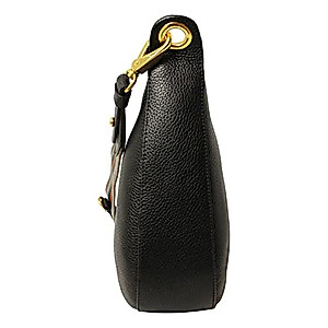 Prada Black Vitello Phenix Leather Web Stripe Strap Crossbody 1BC166