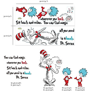 Runtoo Kids Wall Art Stickers Inspirational Quotes All You Need is a Book Reading Room Wall Decals Bedroom Classroom Wall Decor