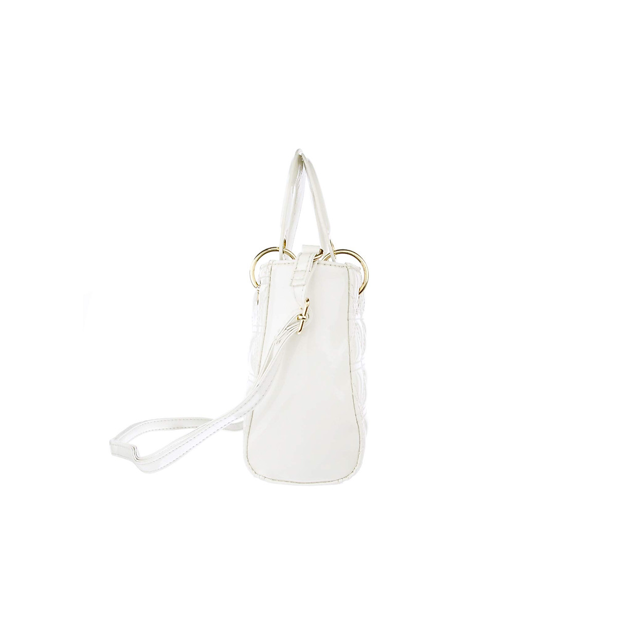 Olivia Miller Women's Faux Patent Leather Quilted Crossbody Mini Chic Handbag