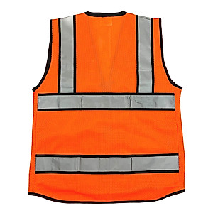 REXZUS (B Engineer Safety Vest, High Visibility Reflective Safety, Vest Mesh with Zipper and pockets (Orange, Large)