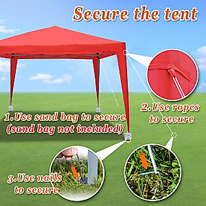 Strong Camel EZ POP UP Wedding Party Tent 10'x10' Folding Gazebo Beach Canopy W/Carry Bag 210D Oxford Fabric (red)
