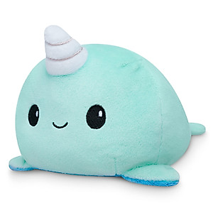 TeeTurtle - The Original Reversible Shark + Narwhal Plushie - Blue - Cute Sensory Fidget Stuffed Animals That Show Your Mood