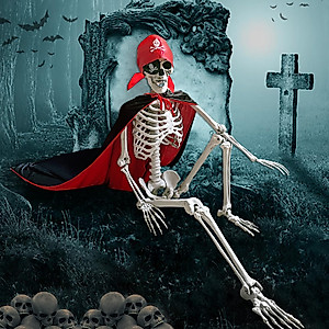 Evoio Skeleton Halloween Decor 5.4 Ft/165cm Life Size Posable Skeleton, Large Plastic Skeleton Full Size with Poseable Movable Joints for Outside Outdoor Indoor Halloween Skeleton Decorations