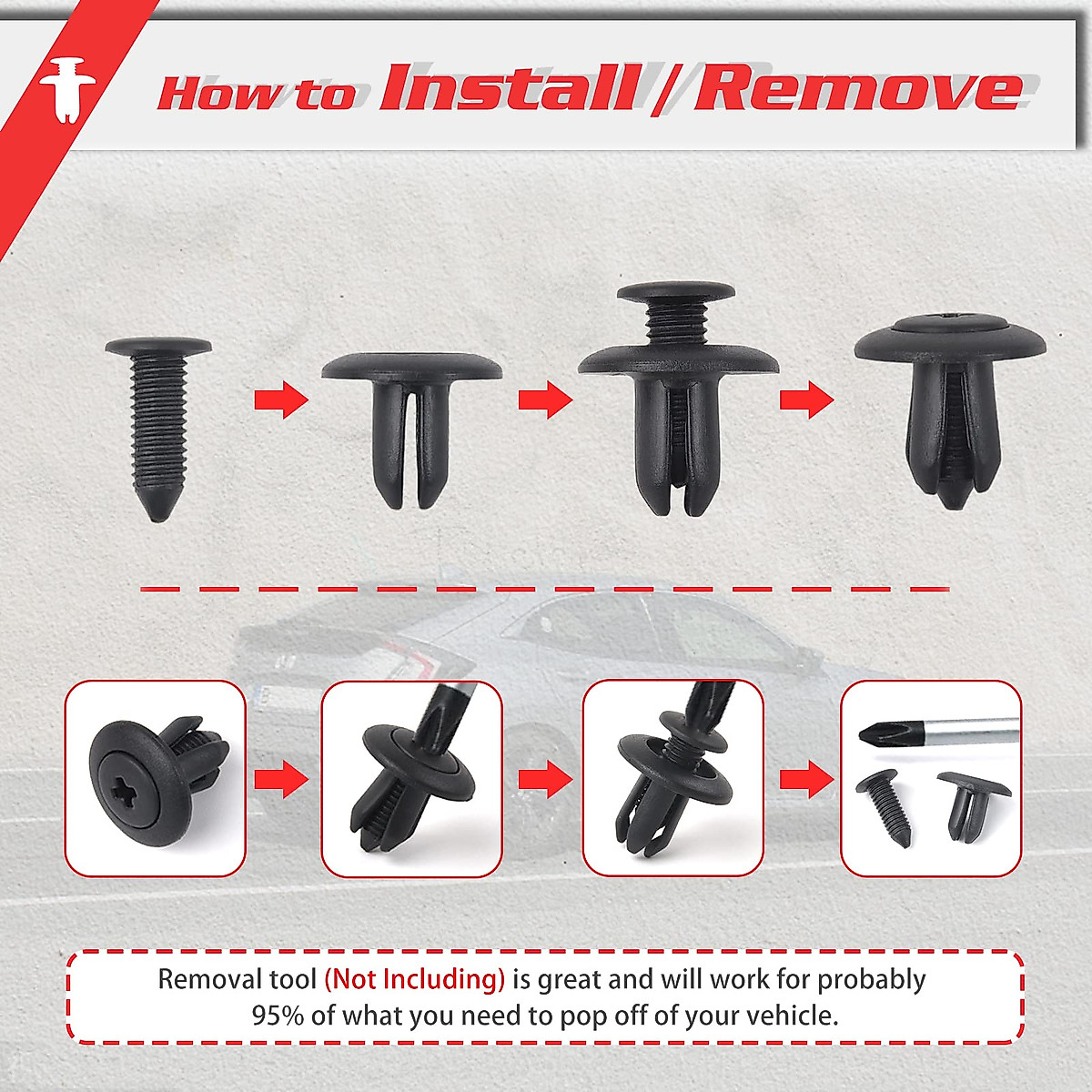 OTUAYAUTO 20pcs Fender Liner Clips - Replacement for Ford, Kia, Hyundai Elantra, Genesis, Sonata, Hyundai Santa Fe, Mazda 3, Mazda 6 Bumper Retainer Clips, OEM# B092-51-833, MB-455-56143, MB455-56-143