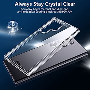 Wilbur Designed for Samsung Galaxy S23 Ultra Case Clear,[Anti-Yellowing & Non-Slip] Transparent Shockproof Protective Phone Cases Slim Thin Cute Cover for Galaxy S23,6.8 inch Released 2023