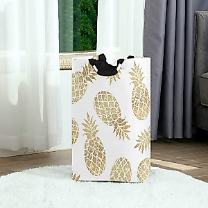 One Bear Pineapple Laundry Basket Christmas Tropical Fruit Foldable Large Laundry Hamper Bucket with Handles Collapsible Nursery Storage Bin for Kids Clothes Toy