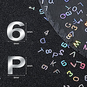 3500 Pieces Alphabet Number and Letter Glitter 6 mm Confetti Holographic Laser Party Confetti Shiny Sequins Table Decorations for DIY Balloons Baby Shower Birthday Wedding Party Nail Arts 2.1 oz/Bag