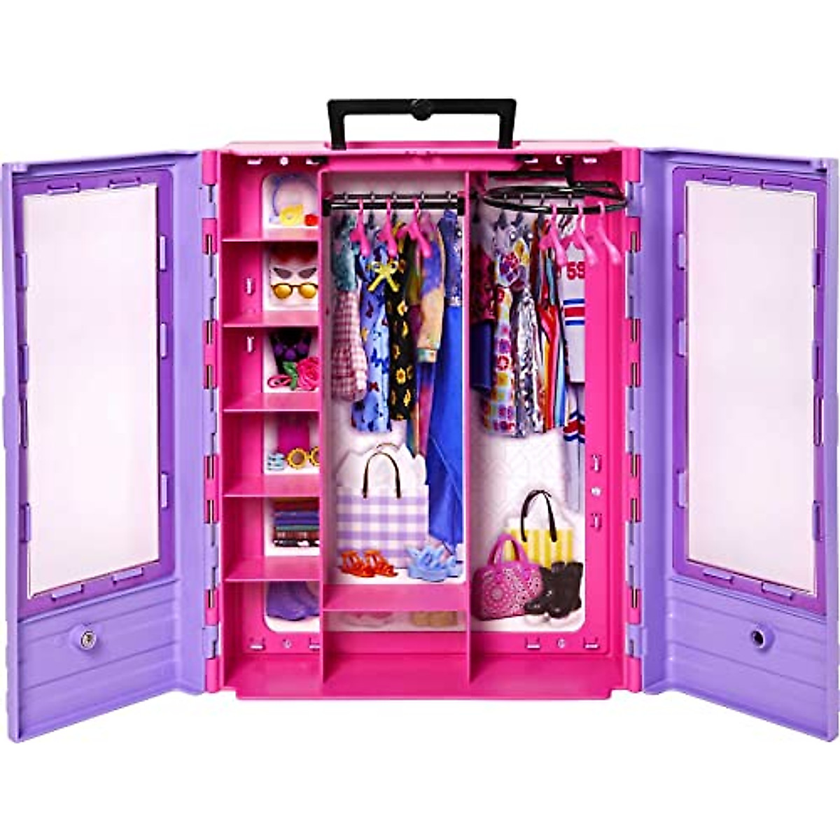 Barbie Fashionistas Doll & Playset, Ultimate Closet with Barbie Clothes (3 Outfits) & Fashion Accessories Including 6 Hangers