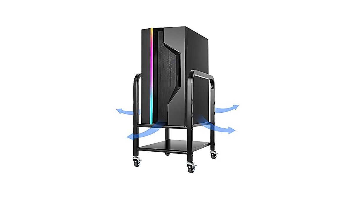 Adjustable Rolling Computer Tower Stand & PC Cart