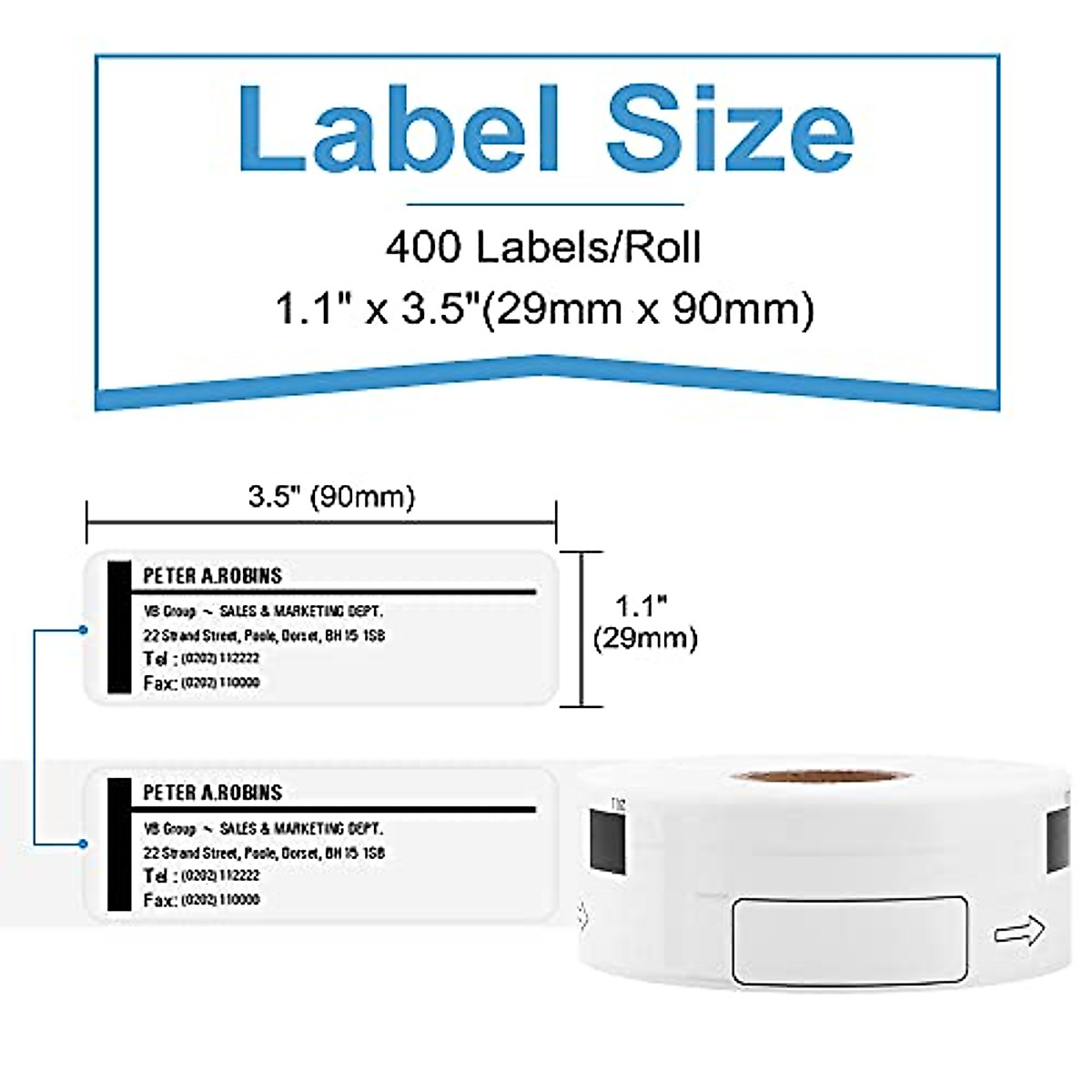 COLORWING Compatible Address Labels Replacement for DK-1201 Brother Labels 1.1 x 3.5 inch Die-Cut 29mm x 90mm, for Brother QL-800 QL-710W QL-810W, 12 Roll Standard Address Labels