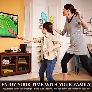 INFURIDER Tennis Racket Controller Holder for Nintendo Switch Game (2 pack,Red & Blue),Hand Grip Compatible for Sport Game, Game Controller Joy-Con Accessories for Nintendo Switch Mario Tennis Ace