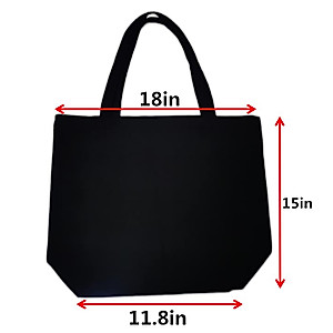 cmjxfz Reusable Black Kitty's Tote Canvas Bag For Women Cute Aesthetic Shopping Bag/Gym Bag/ Lunch Bag | Book Lovers Gifts, Medium&Black