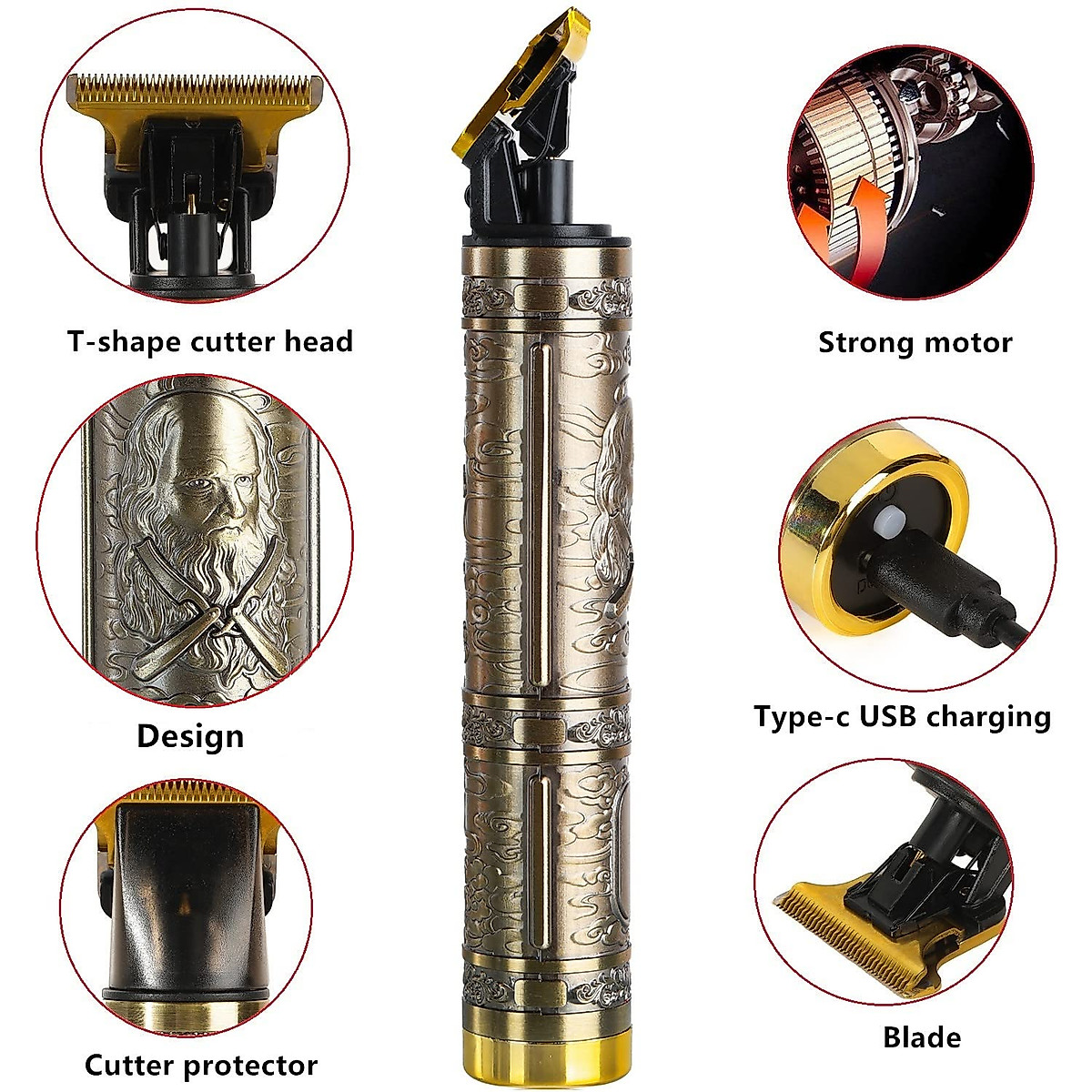 KOGULA Hair Trimmer Hair Clippers for Men, Rechargeable Beard Trimmer,Cordless Zero Gapped Trimmer,Electric T-Blade Haircut